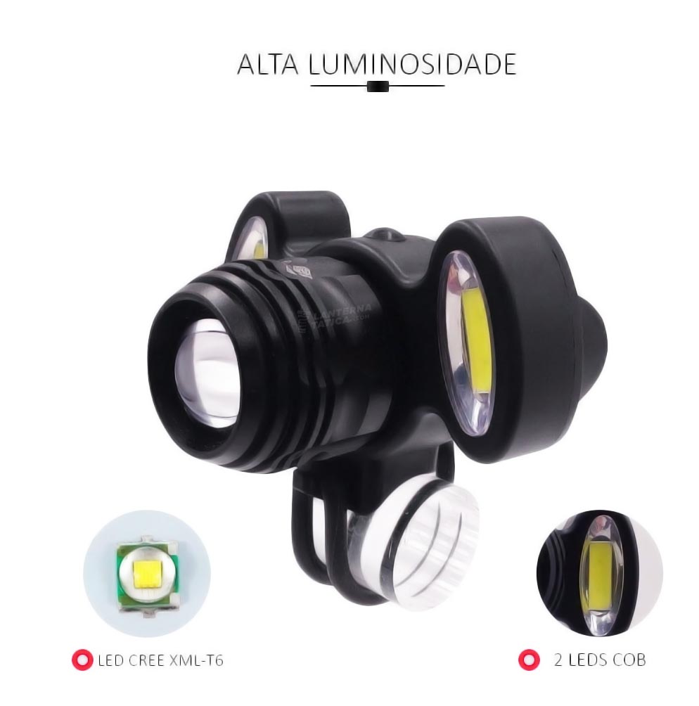 Lanterna De Cabeça Profissional Super Potente Equipada Com Led T6 2